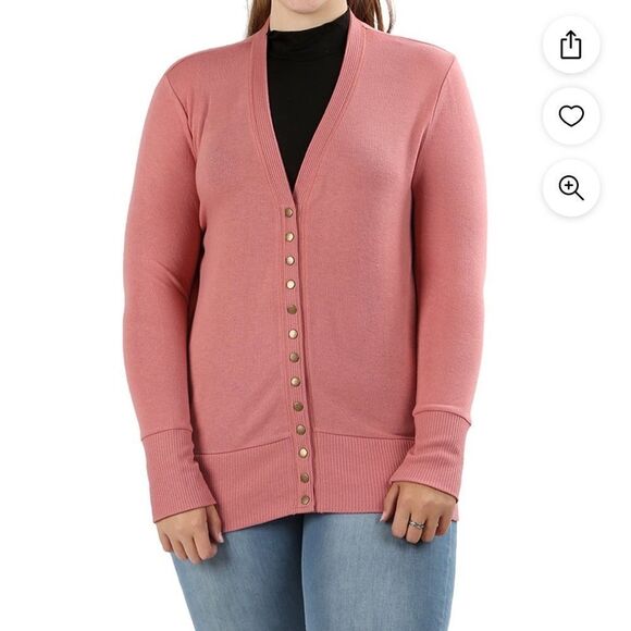 Zenana Outfitters | Sweaters | New Zenanaboutique Dust Rose Snap Front ...